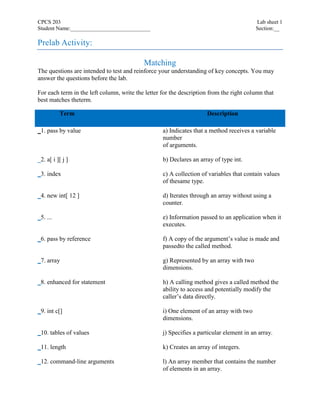 Cpcs 203 -array-problems | DOCX | Programming Languages | Computing