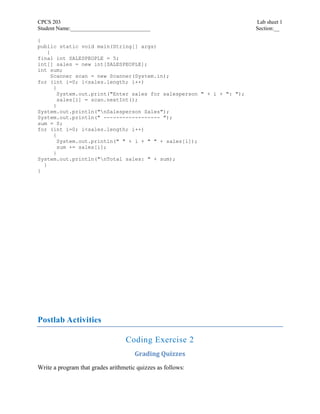 Cpcs 203 -array-problems | PDF