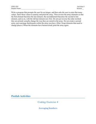 Cpcs 203 -array-problems | PDF