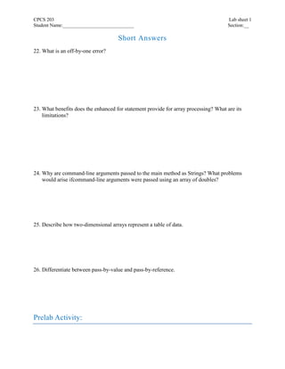 Cpcs 203 -array-problems | DOCX | Programming Languages | Computing