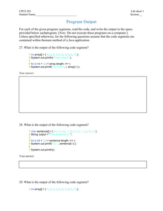 Cpcs 203 -array-problems | DOCX | Programming Languages | Computing