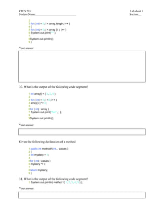 Cpcs 203 -array-problems | DOCX | Programming Languages | Computing