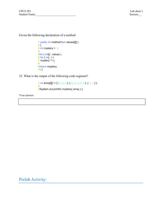 Cpcs 203 -array-problems | DOCX | Programming Languages | Computing