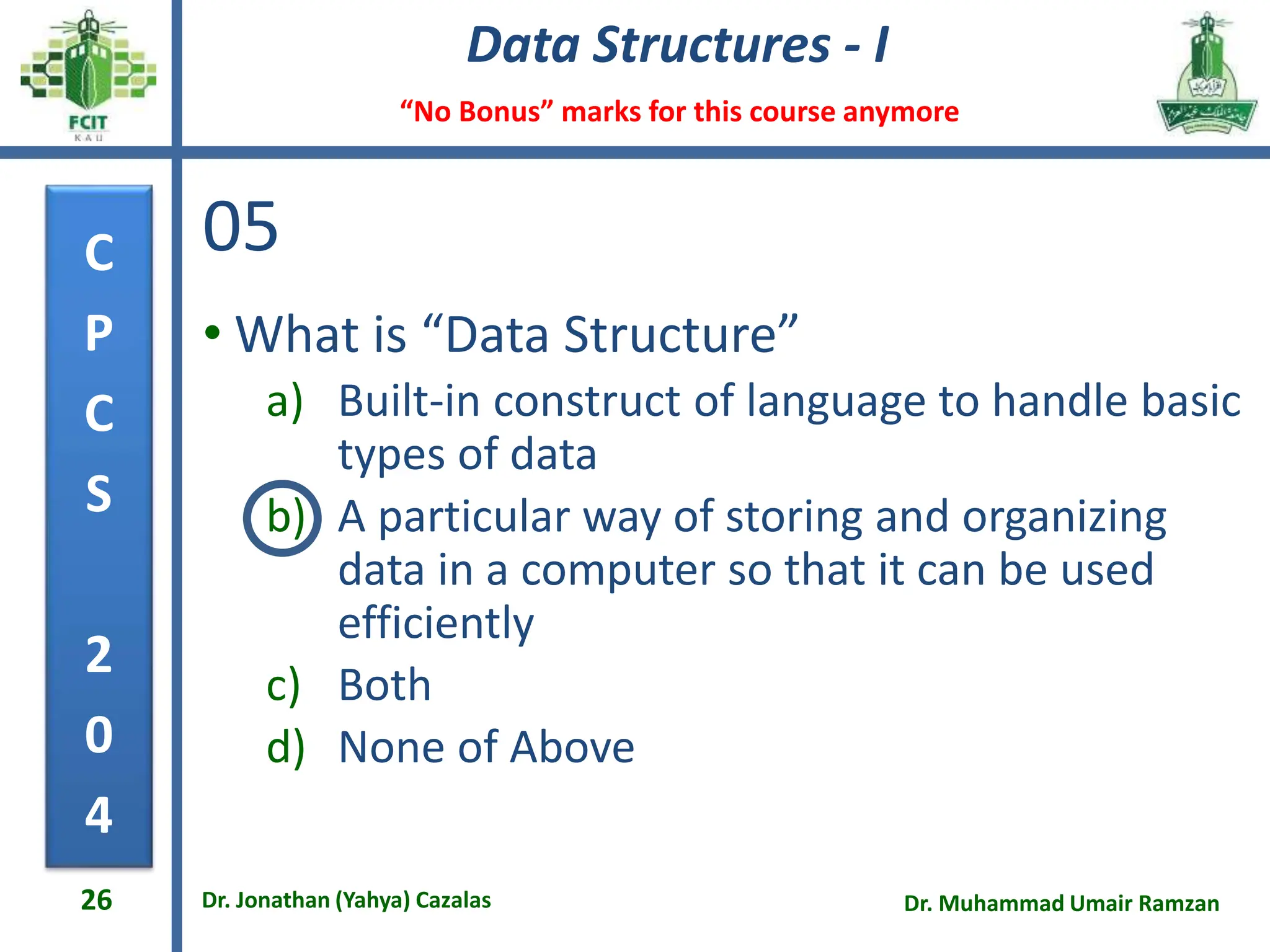 CPCS204-01-Introductiontodatastructur.pptx | Programming Languages | Computing