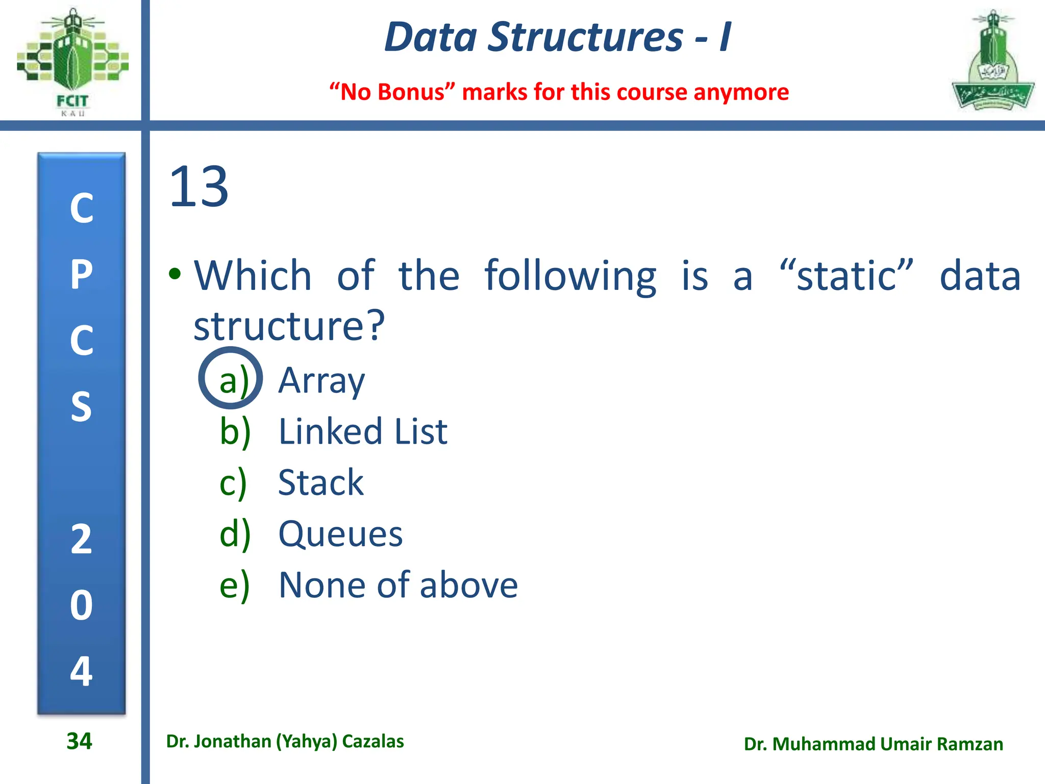 CPCS204-01-Introductiontodatastructur.pptx | Programming Languages | Computing