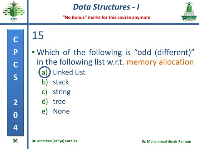 CPCS204-01-Introductiontodatastructur.pptx | Programming Languages | Computing