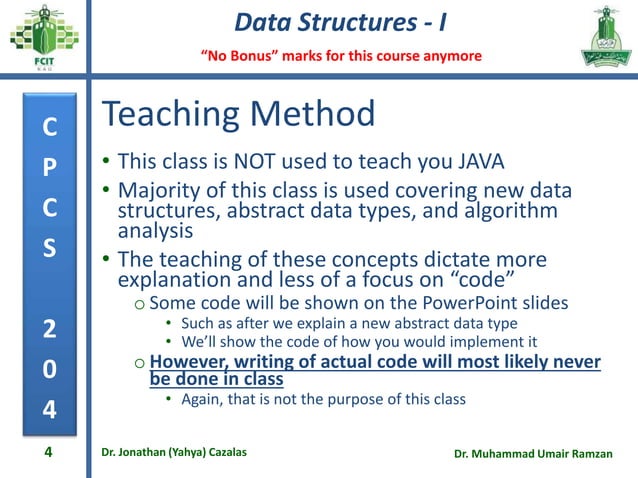 CPCS204-01-Introductiontodatastructur.pptx | Programming Languages | Computing