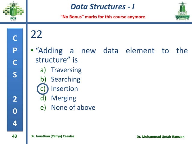 CPCS204-01-Introductiontodatastructur.pptx | Programming Languages | Computing