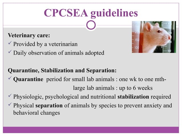 CPCSEA Guidelines | PPT | Infectious Diseases | Diseases and Conditions
