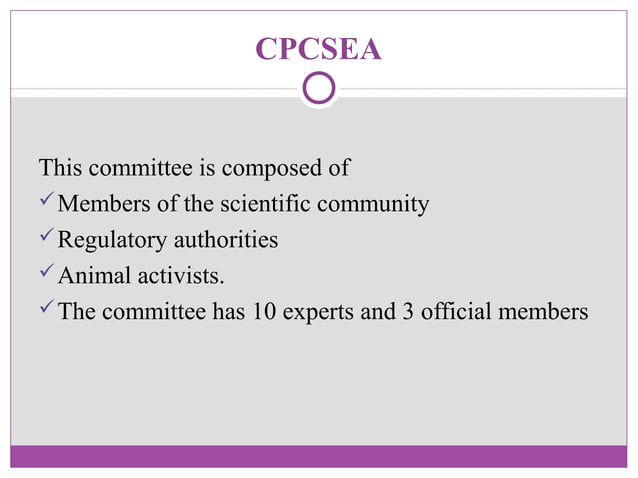 CPCSEA Guidelines | PPT | Infectious Diseases | Diseases and Conditions