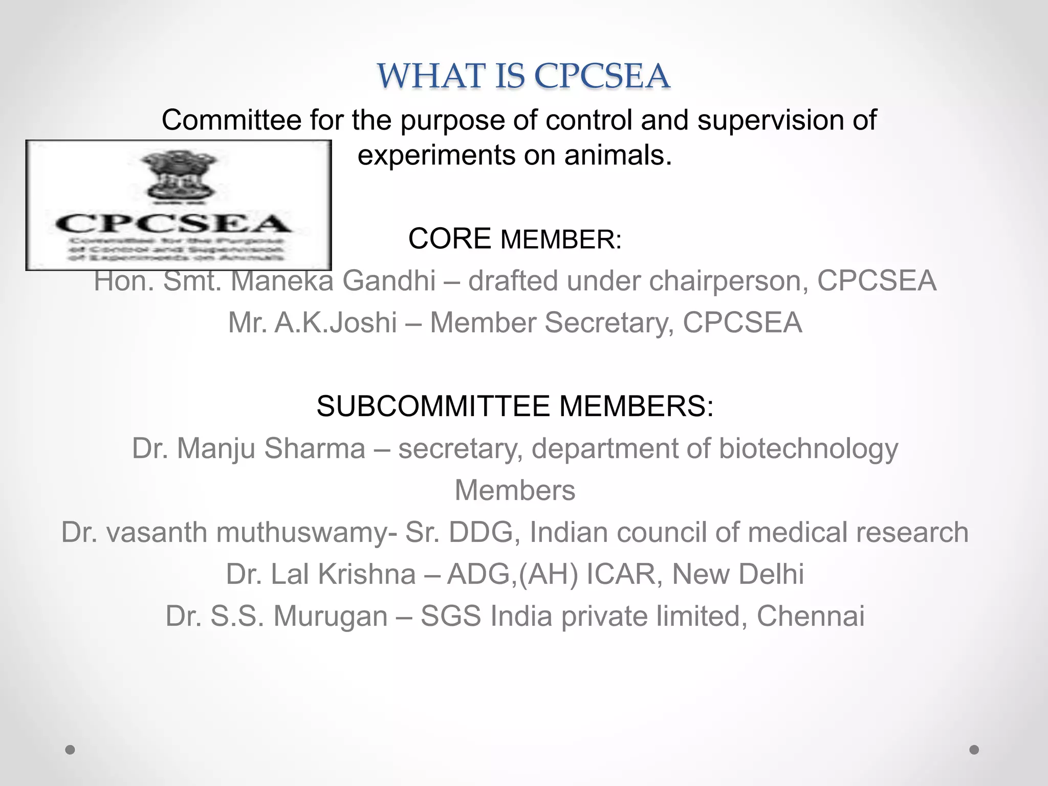 CPCSEA GUIDELINE | PPTX