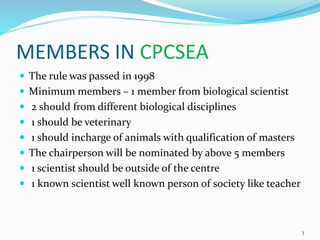 CPCSEA Guidelines- Committee for the purpose of control and supervision ...