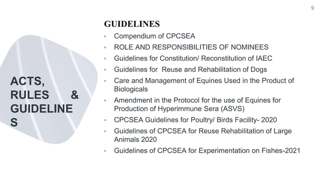 CPCSEA guidelines.pptx | Veterinary Medicine | Pets