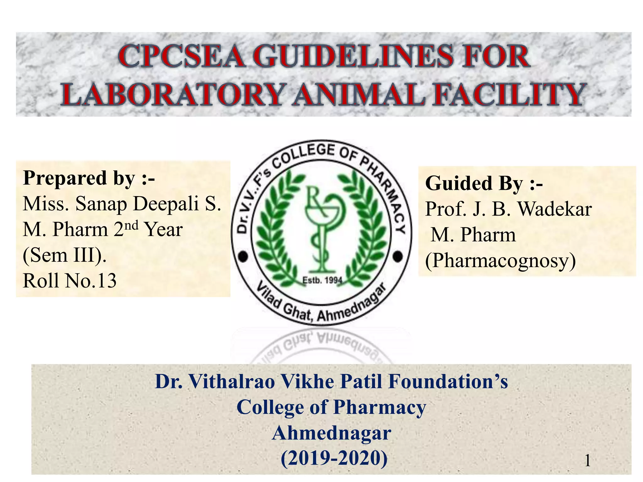 CPCSEA guidelines for lab animal facility | PPTX