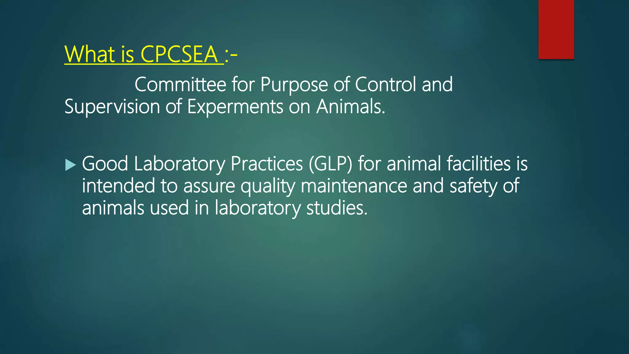 CPCSEA Guidelines for laboratory animal facility | PPTX