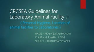CPCSEA Guidelines for laboratory animal facility | PPTX