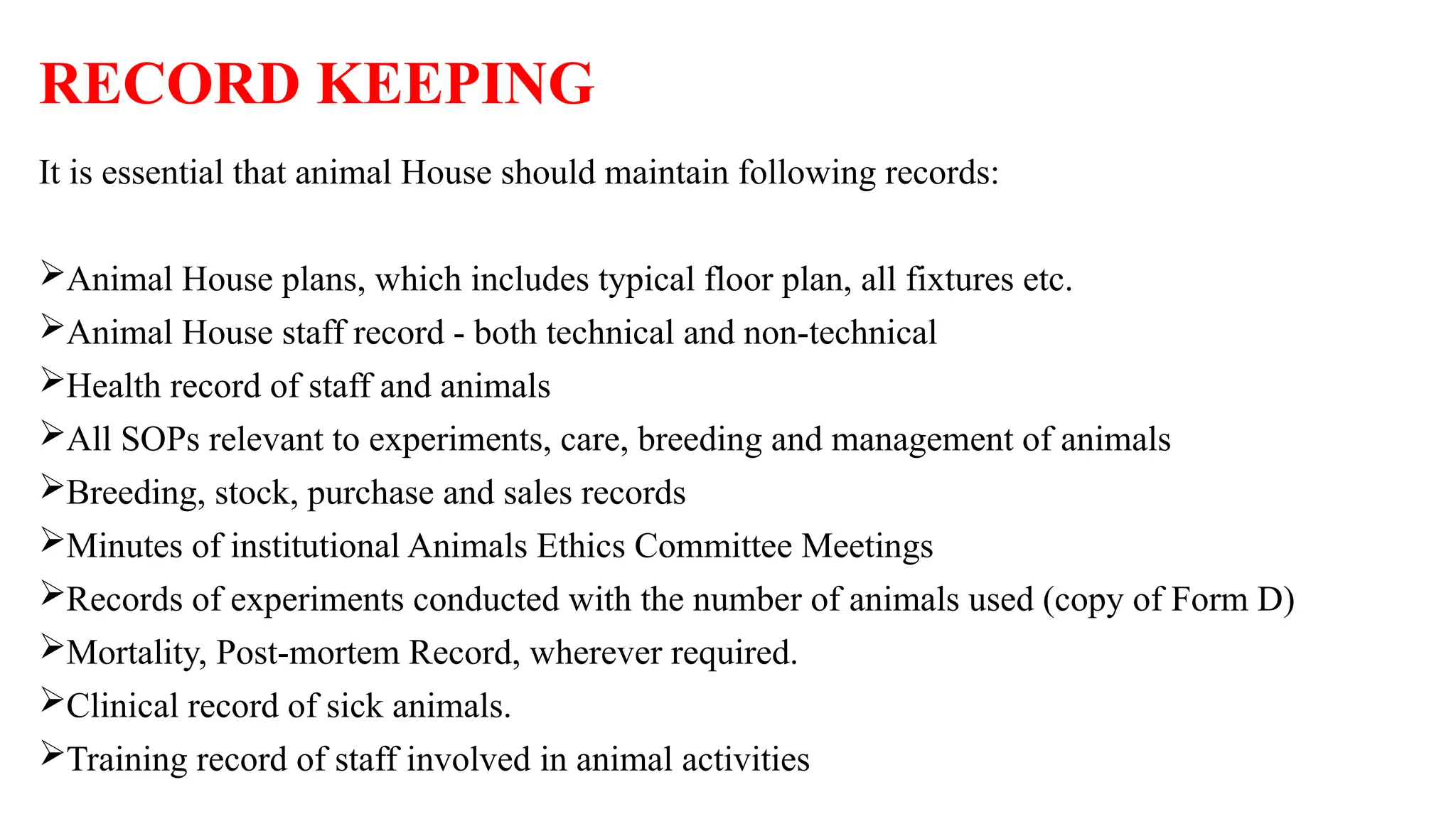 CPCSEA Guide Animal Husbandry, Animal House, Animal Handling.pptx