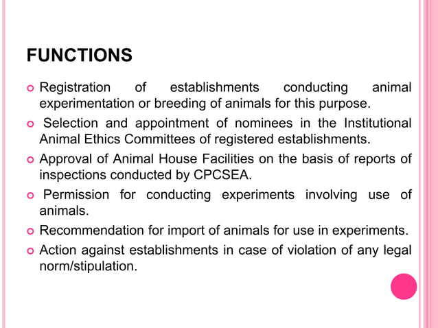 CPCSEA guidelines ppt | PPTX | Infectious Diseases | Diseases and Conditions