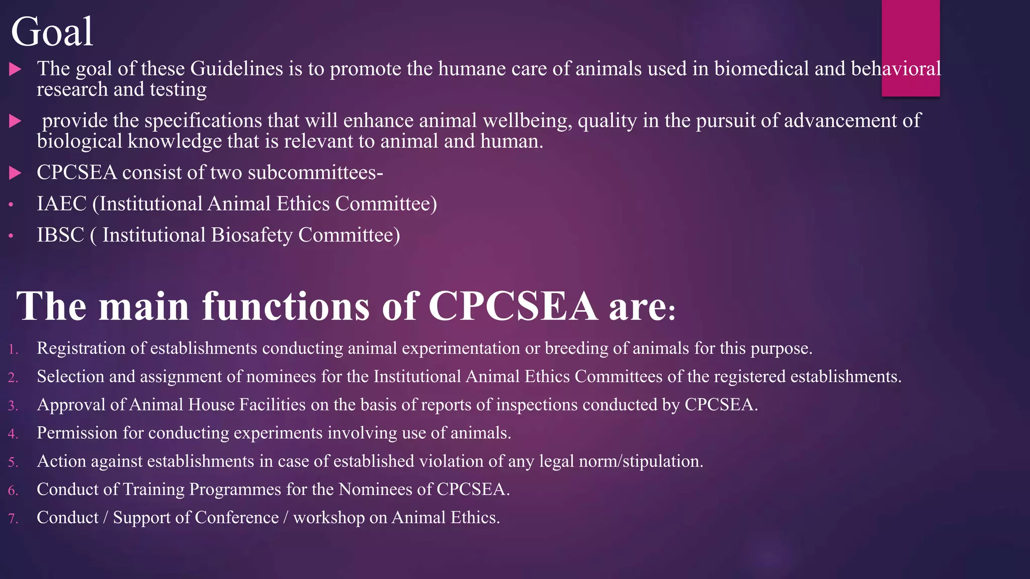 CPCSEA Guidelines ppt | PPTX