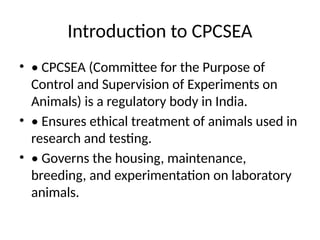 CPCSEA_Guidelines_Presentation exp pcology | PPT