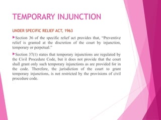 law relating to temporary injunction in india | PPT