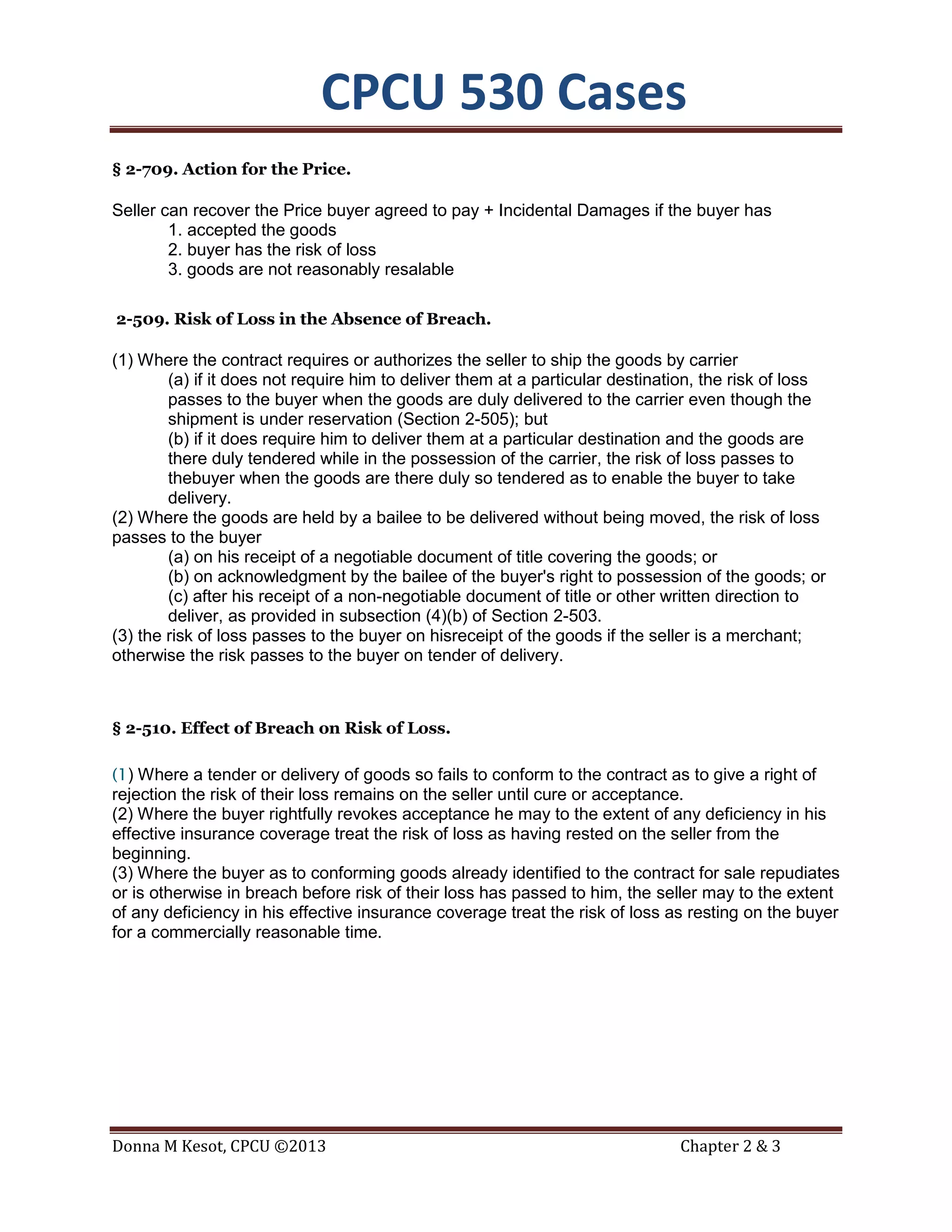 Cpcu 530 chapter 2 cases | PDF