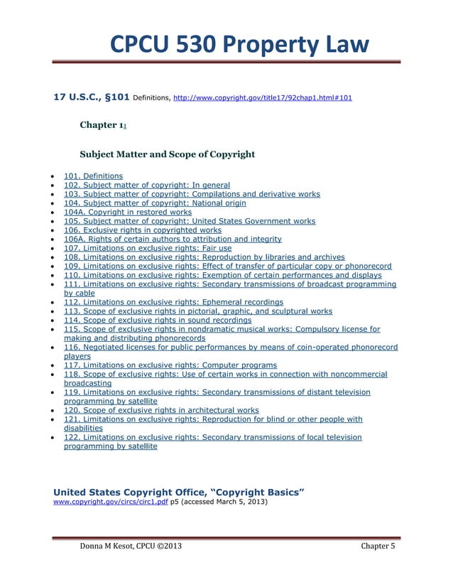 Cpcu 530 property law