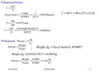 Chemical process calculation in petroleum engineering | PPTX