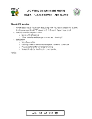 Cpc weekly agenda | PDF