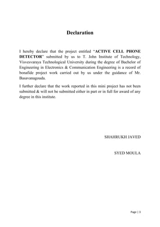 MOBILE BUG ; ACTIVE CELL PHONE DETECTOR USING CMOS & BIPOLAR ...