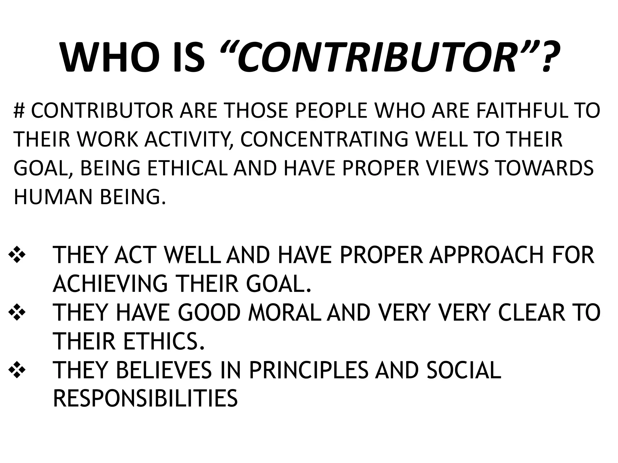 PPT OF Contributor Personality Development | PPTX