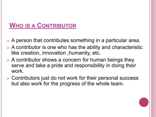 Contributor Personality Development | PPTX | Careers