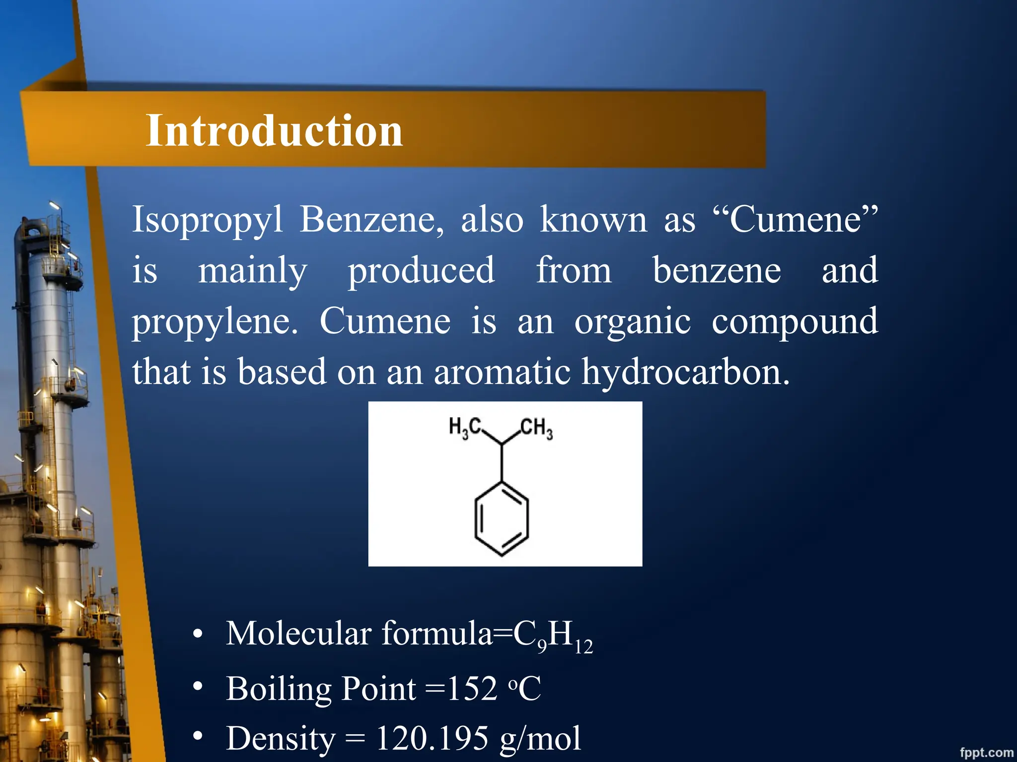 Production of isopropyl benzene in chemistry | PPT