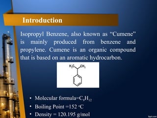 Production of isopropyl benzene in chemistry | PPT