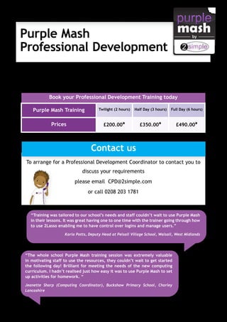 2Simple Purple Mash CPD Brochure | PDF