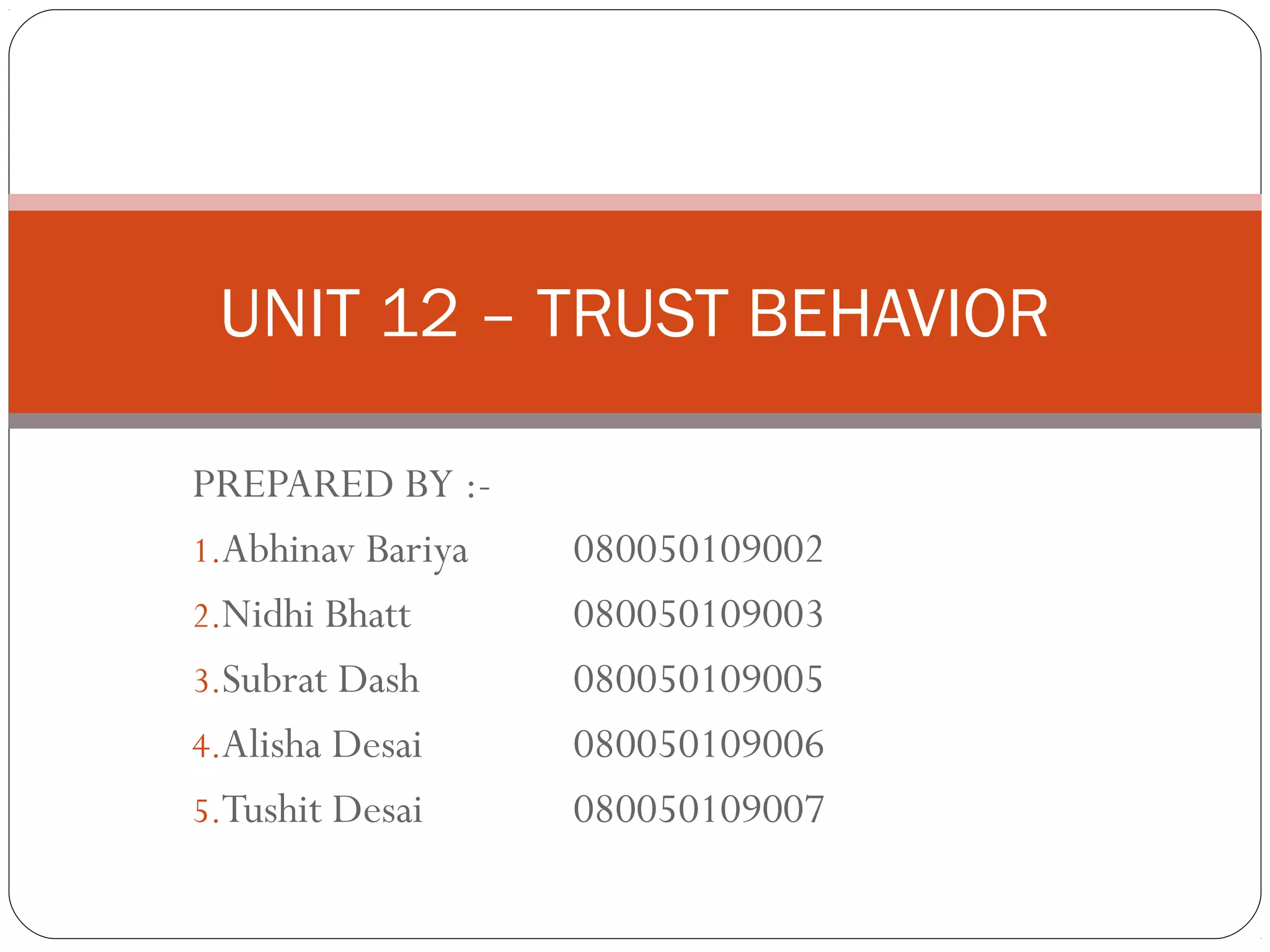 Cpd ch 12 – trust behavior | PPT