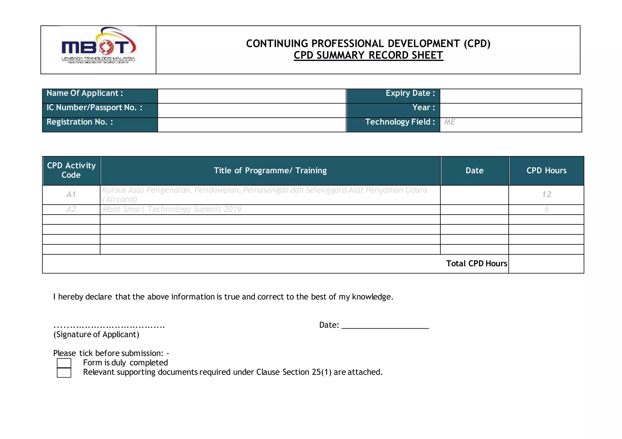 Cpd form | DOCX