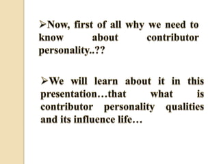 Contributor personality | PPT