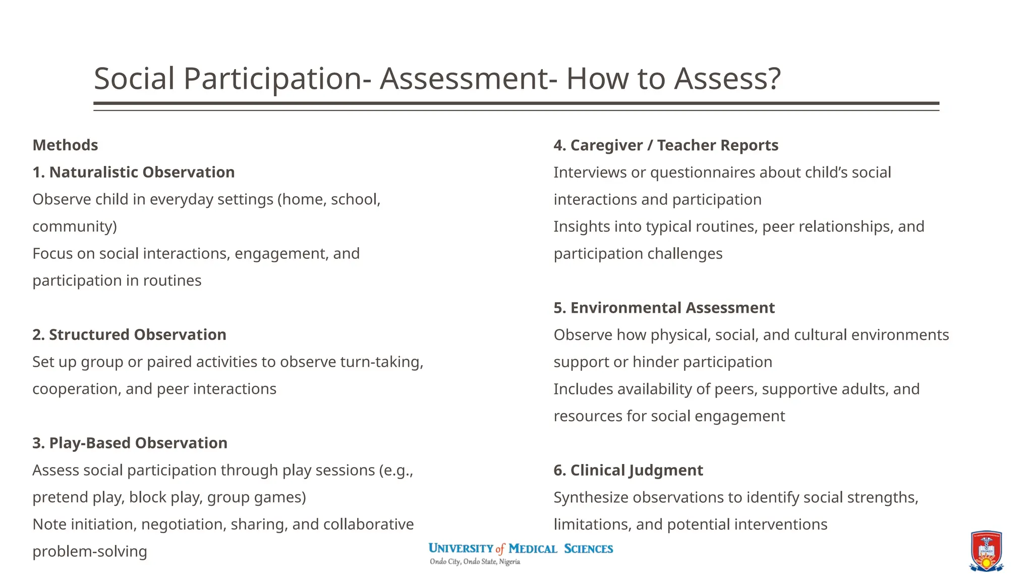 Play and Social skills assessment in OT Practice | PPTX