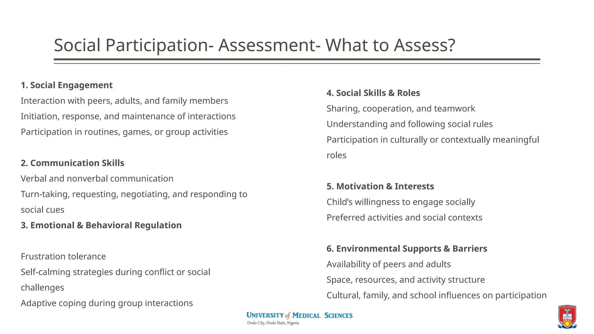 Play and Social skills assessment in OT Practice | PPTX