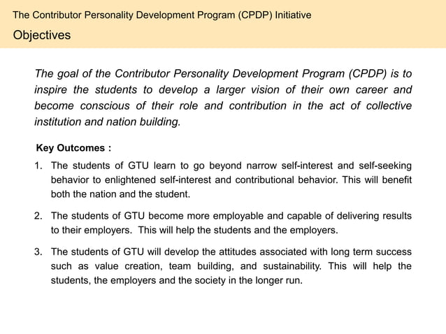 Contributor Personality Development Program | PPTX