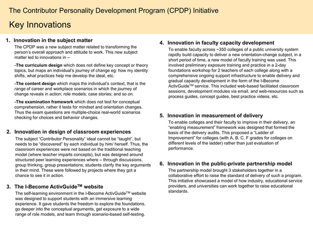Contributor Personality Development Program | PPTX