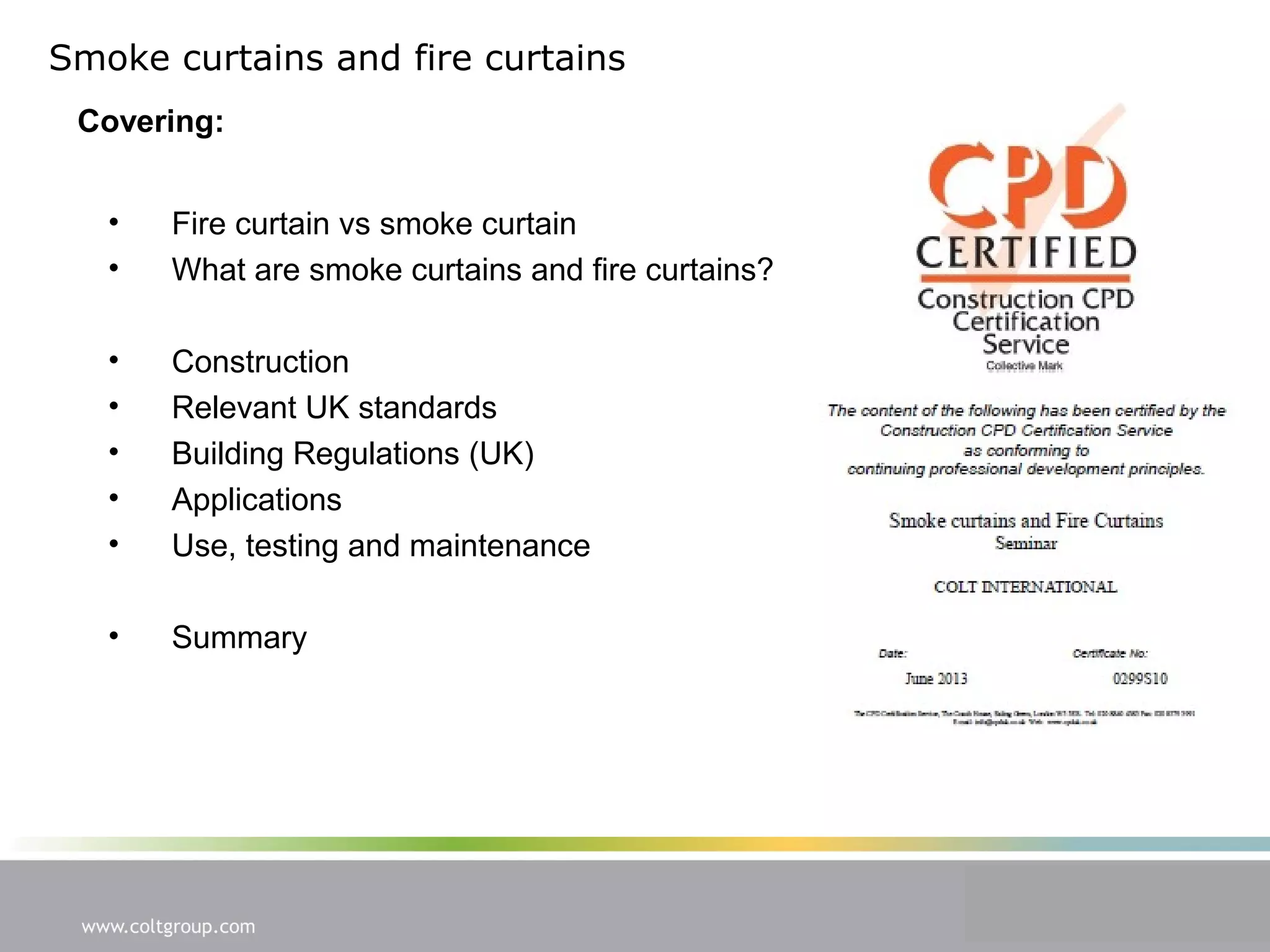 CPD Presentation: Smoke curtains and fire curtains | PPT