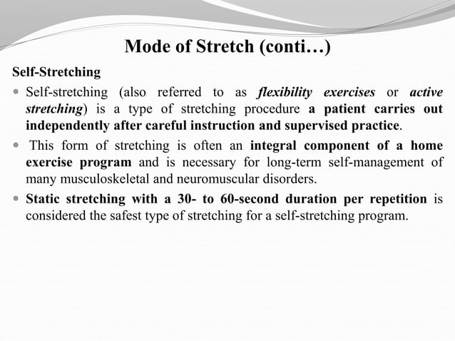 Types of stretching technique | PPTX | Physical Therapy | Wellness