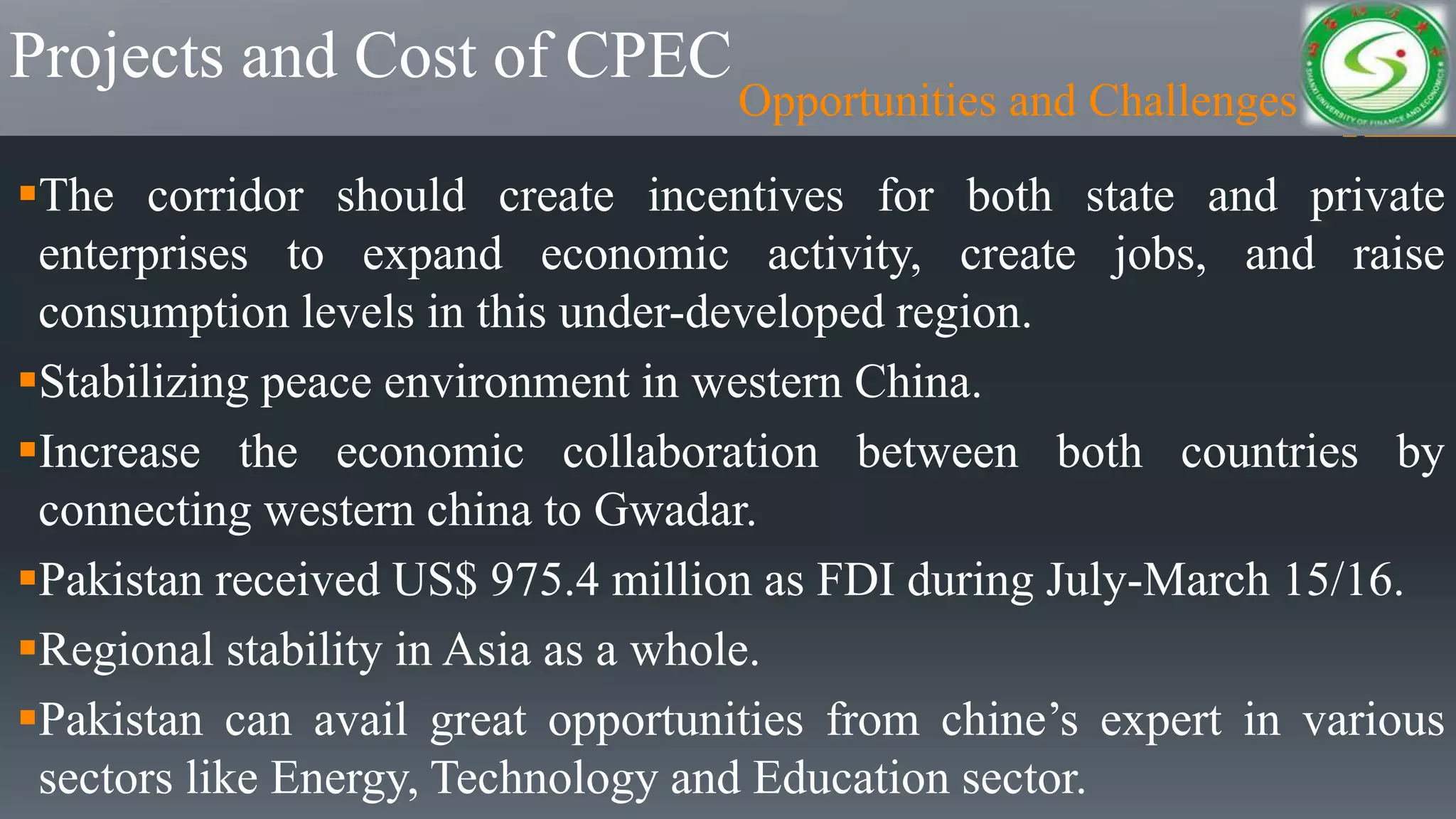 The China-Pakistan Economic Corridor (CPEC) Opportunities and ...