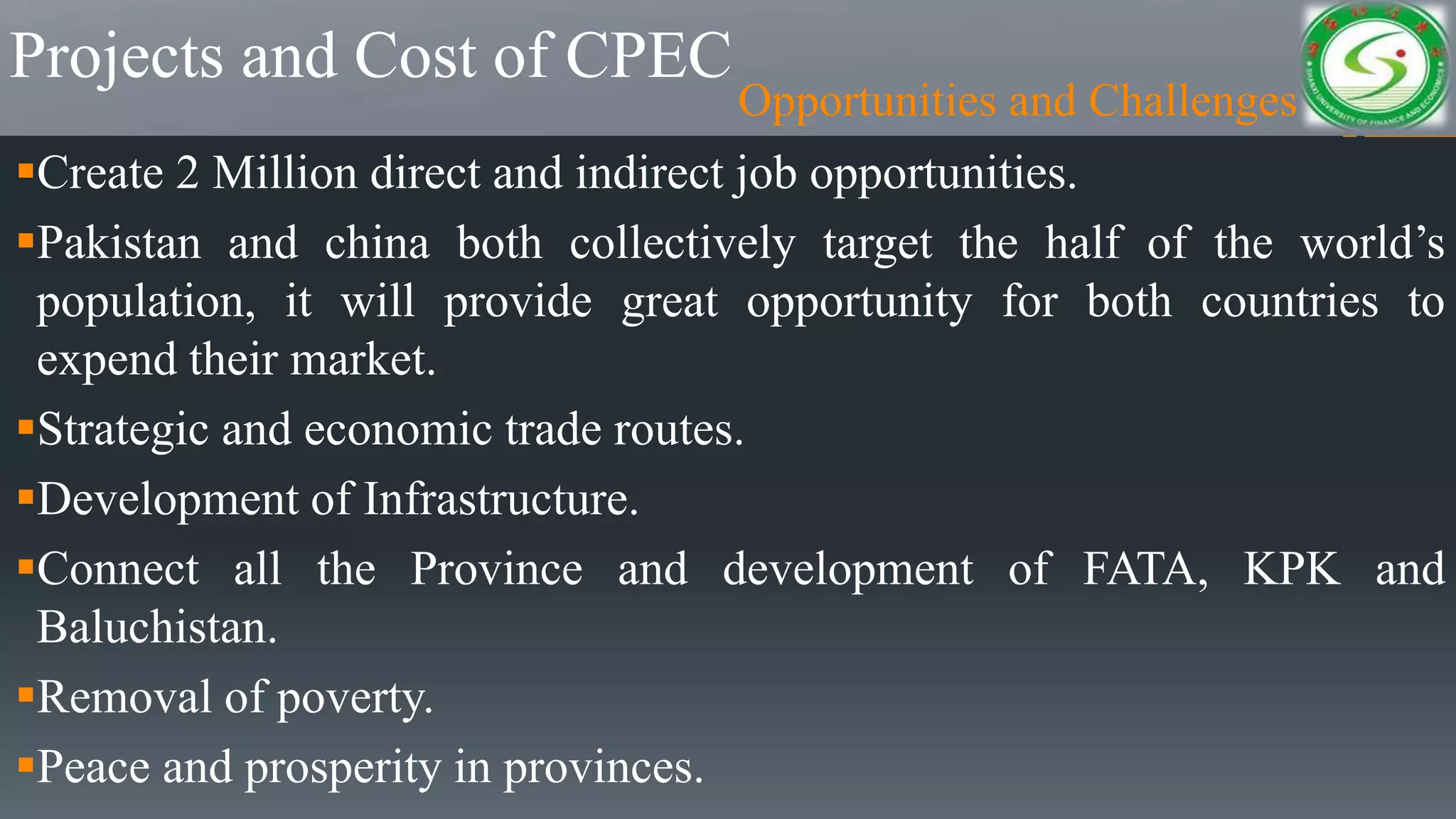 The China-Pakistan Economic Corridor (CPEC) Opportunities and ...