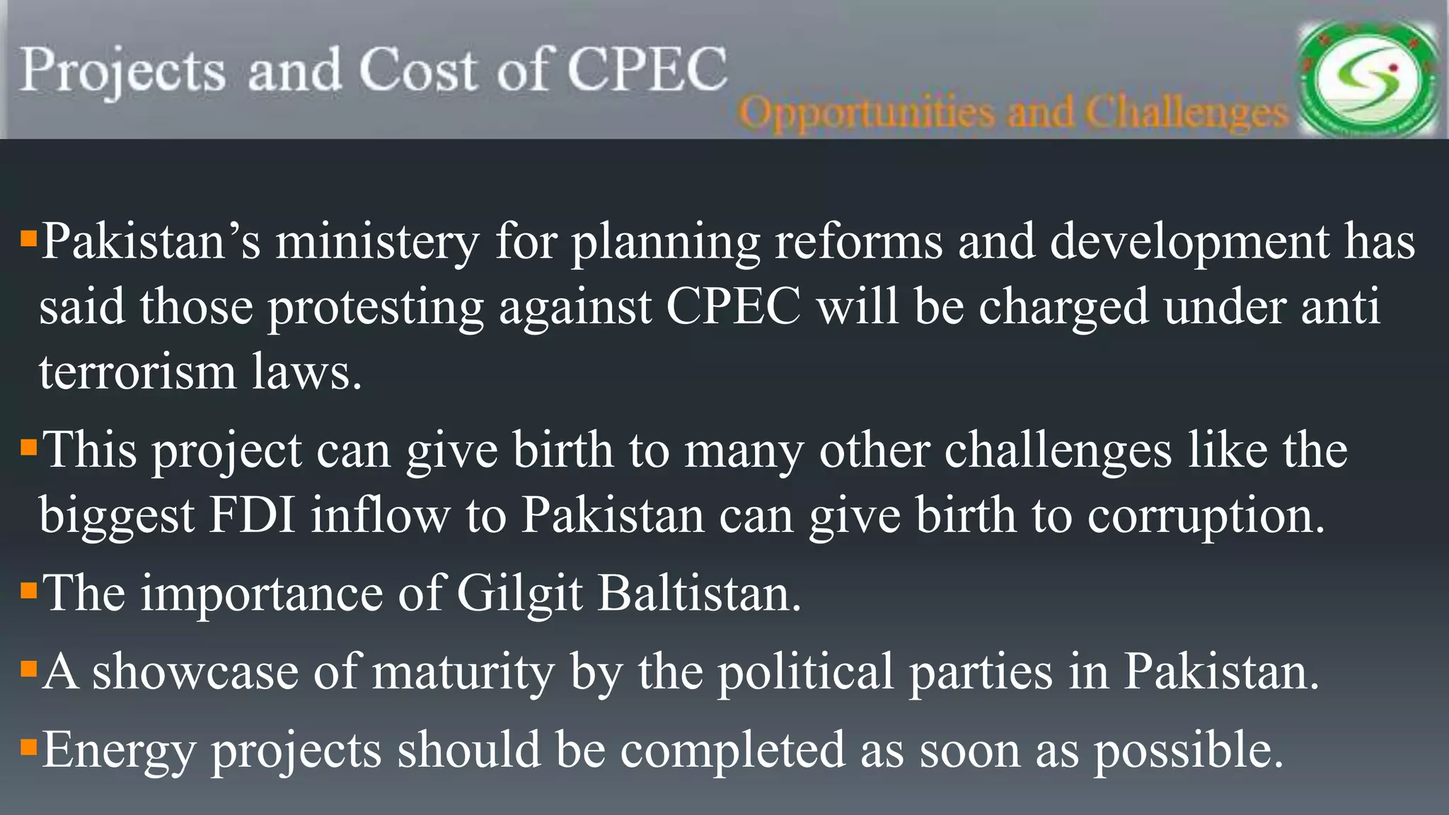 The China-Pakistan Economic Corridor (CPEC) Opportunities and ...