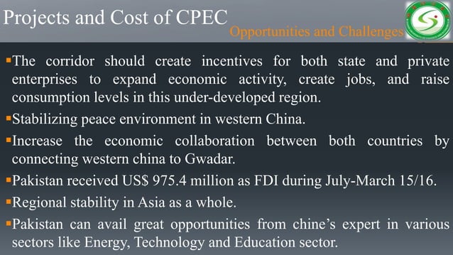 The China-Pakistan Economic Corridor (CPEC) Opportunities and ...