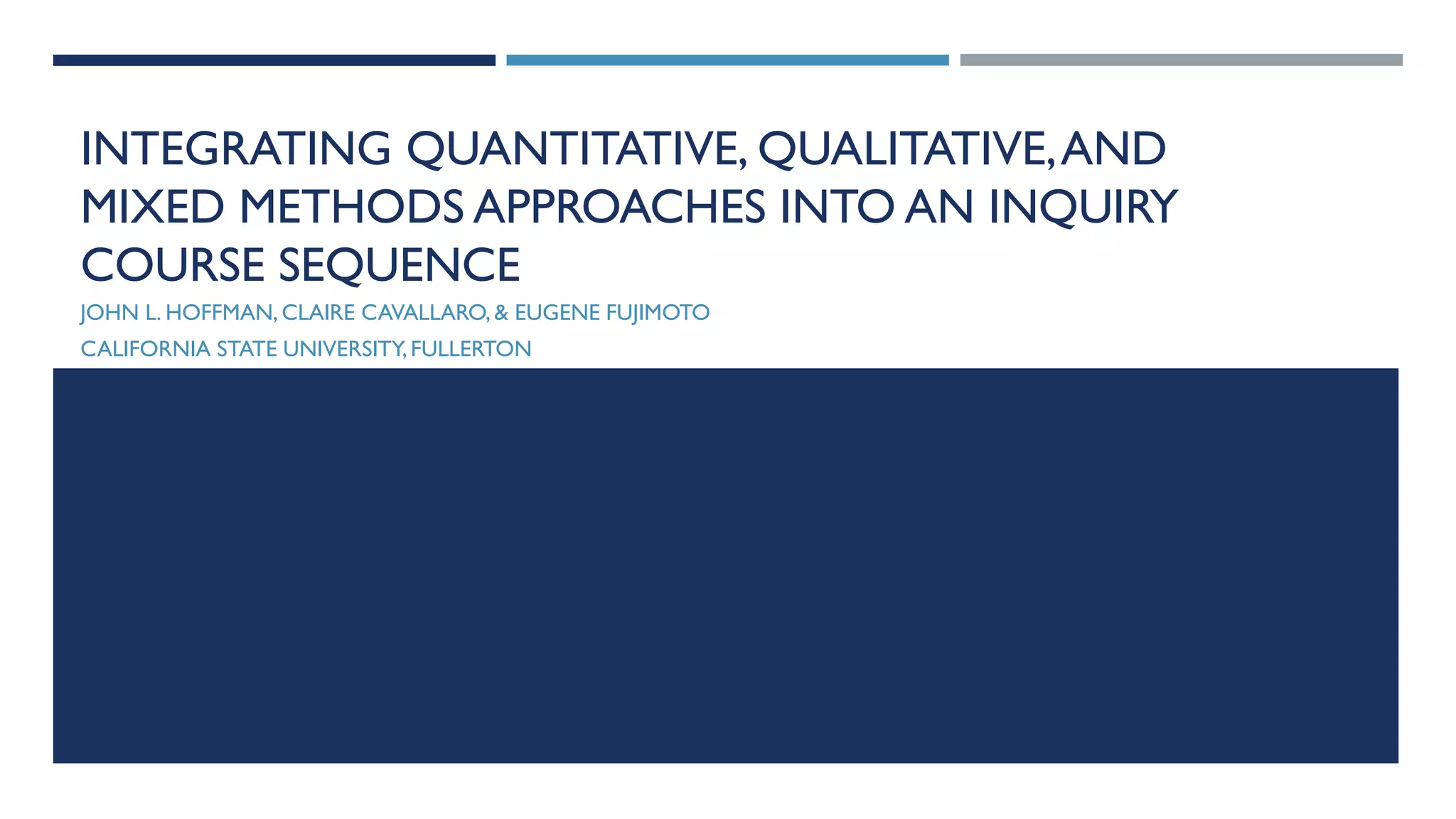 Cal State Fullerton Presentation on Integrating Quantitative, Qualitative, and Mixed Methods ...