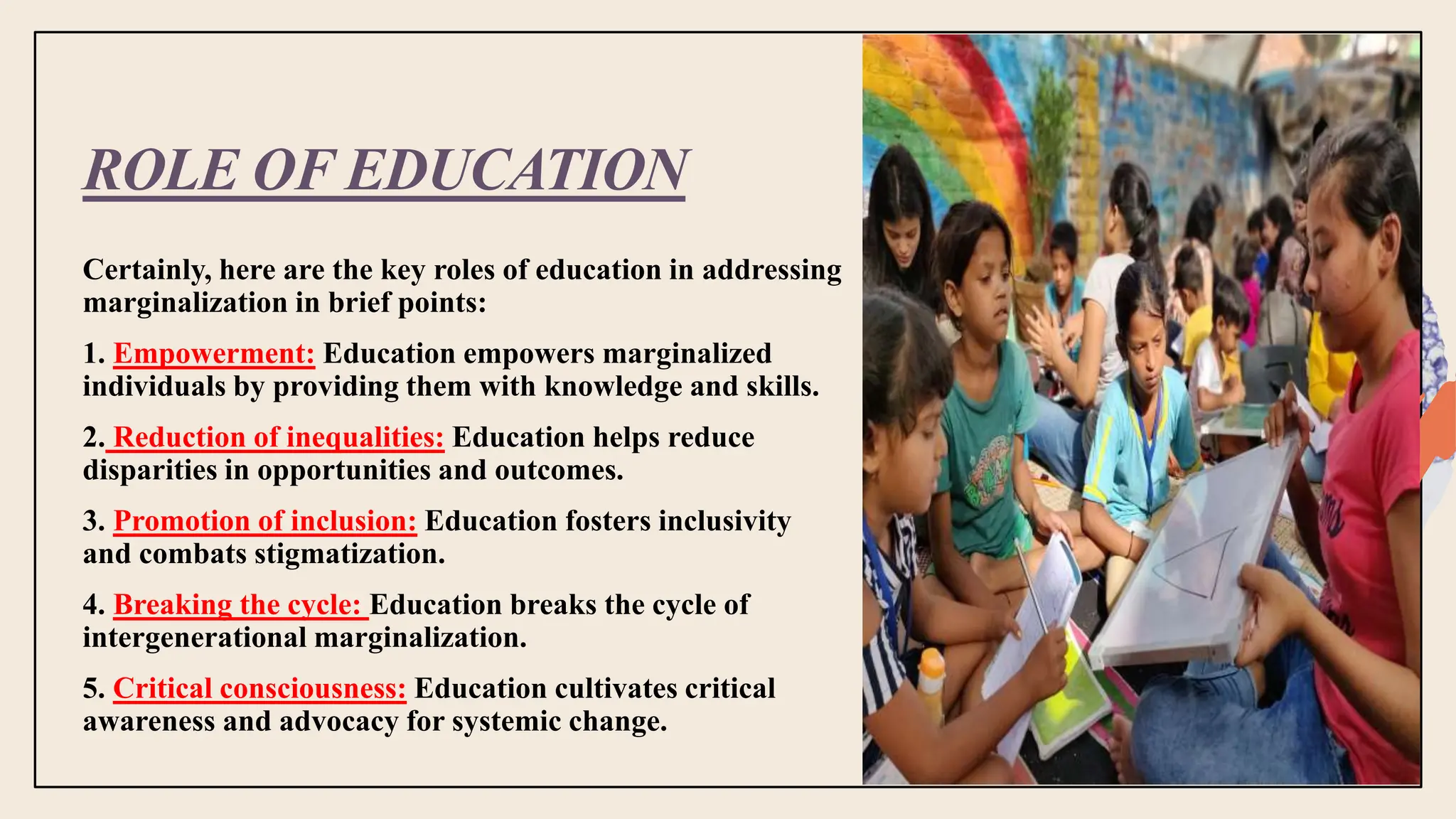 Marginalization on contemporary perspective on education | PPTX